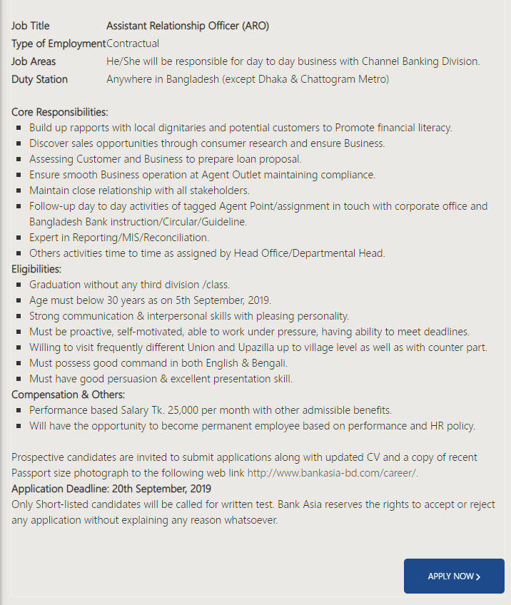 Bank Asia Job Circular And Career 2019 Offerbuild
